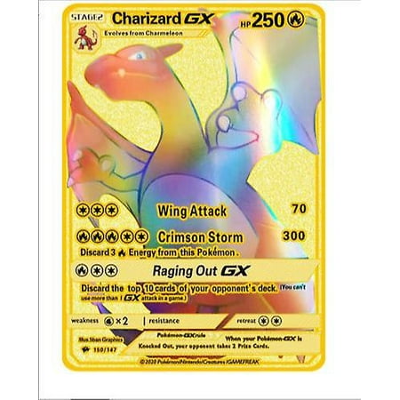 Charizard Vmax Metal Gold Plated Card, Charizard Vmax Dx Gx Metal Gold ...