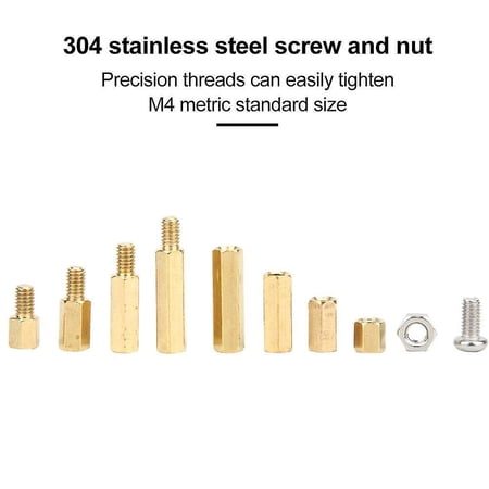 Lepai 120pcs M4 Male Female Brass Hex Standoff 304 Stainless Steel ...