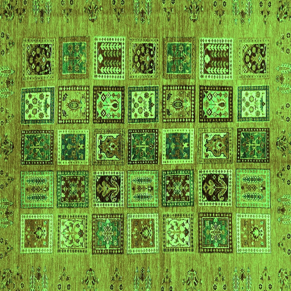 Ahgly Company Indoor Square Abstract Green Modern Area Rugs, 6' Square ...