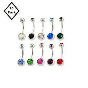 Colorful Belly Button Rings 14G Surgical Steel Body Jewelry 5pc ...