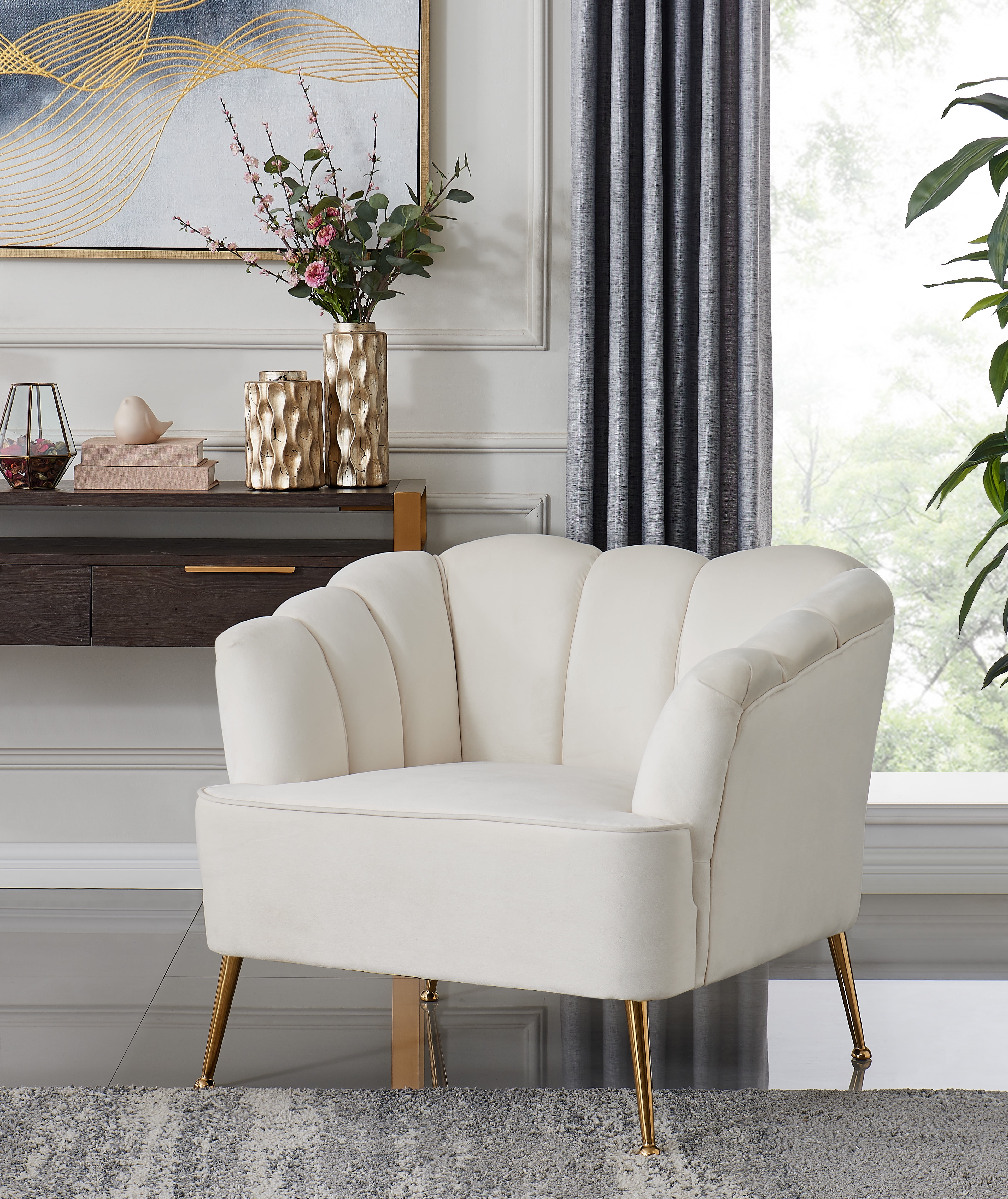 Chic Home Aisha Velvet Upholstered Vertical Channel Tufted Club Chair ...