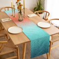 Aqua Orange Mosaic Table Runner, Minimalist Abstract Hexagonal Grid ...