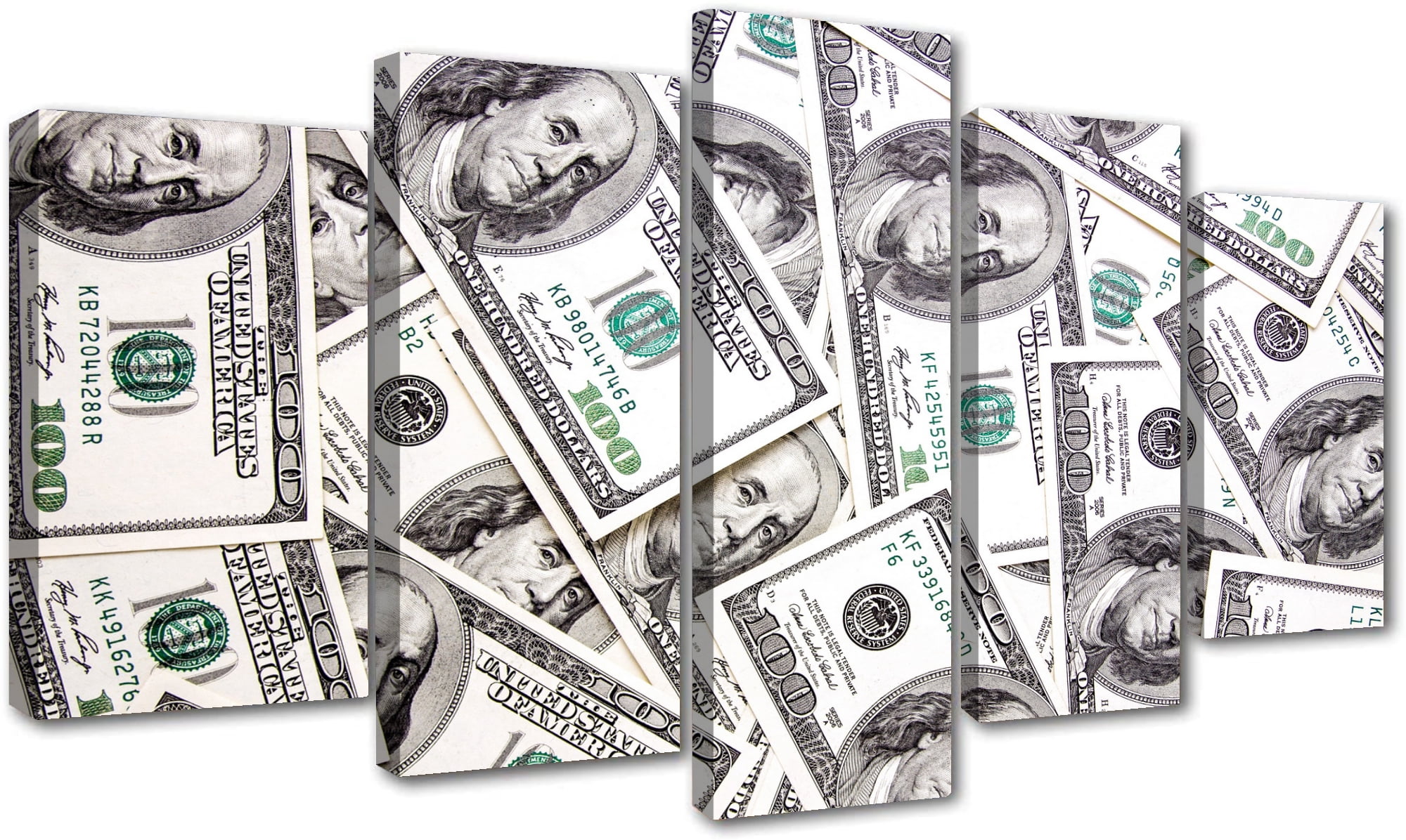 5 Cuadros Decorativos Billetes de 100 Dolares Canvas Listo Para Colgar ...