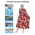 Beach Towel-Black Cats Floral Petals on Red Microfiber Absorbent Quick ...