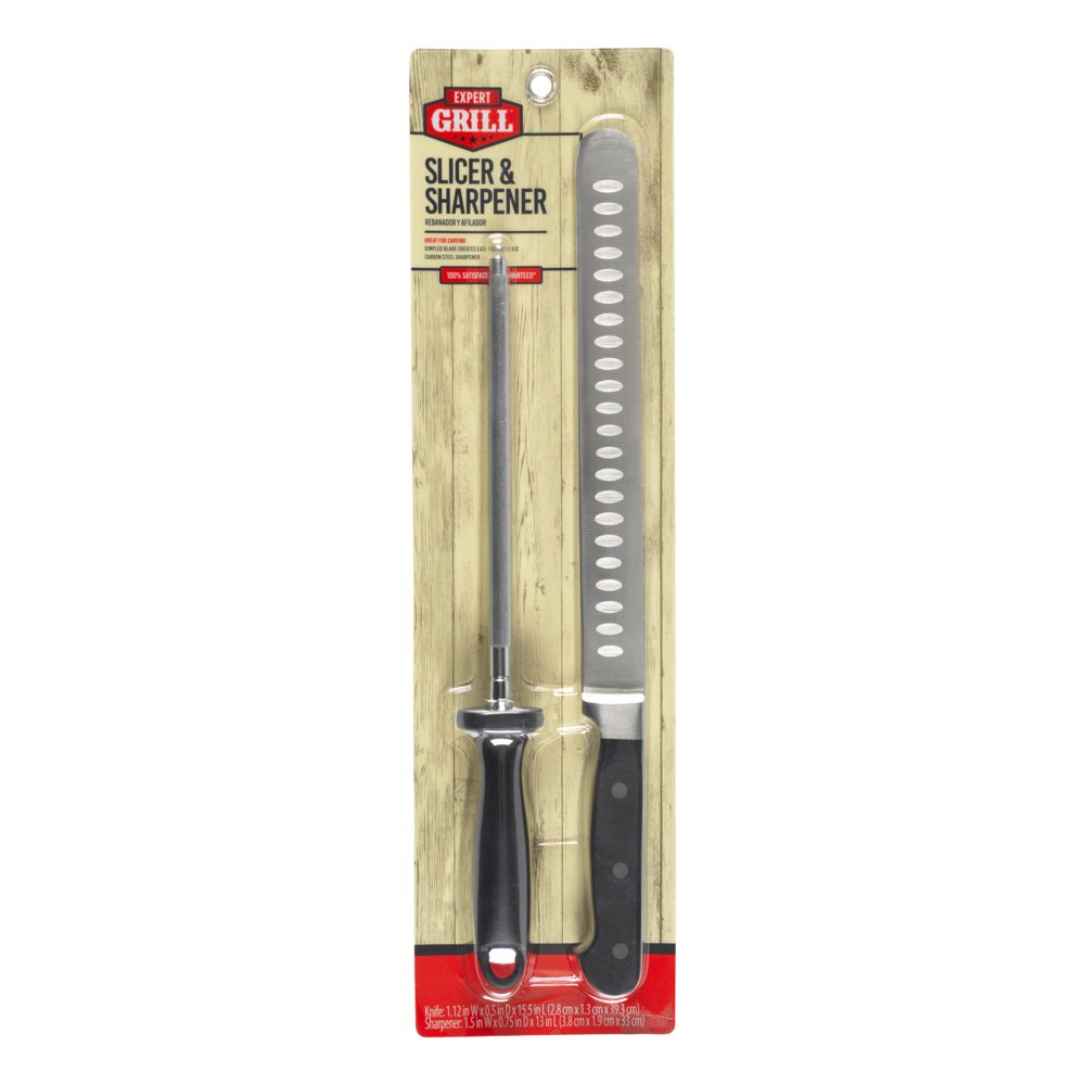 Expert Grill 10inch Scalloped Blade Slicer & Sharpening Steel - Walmart ...