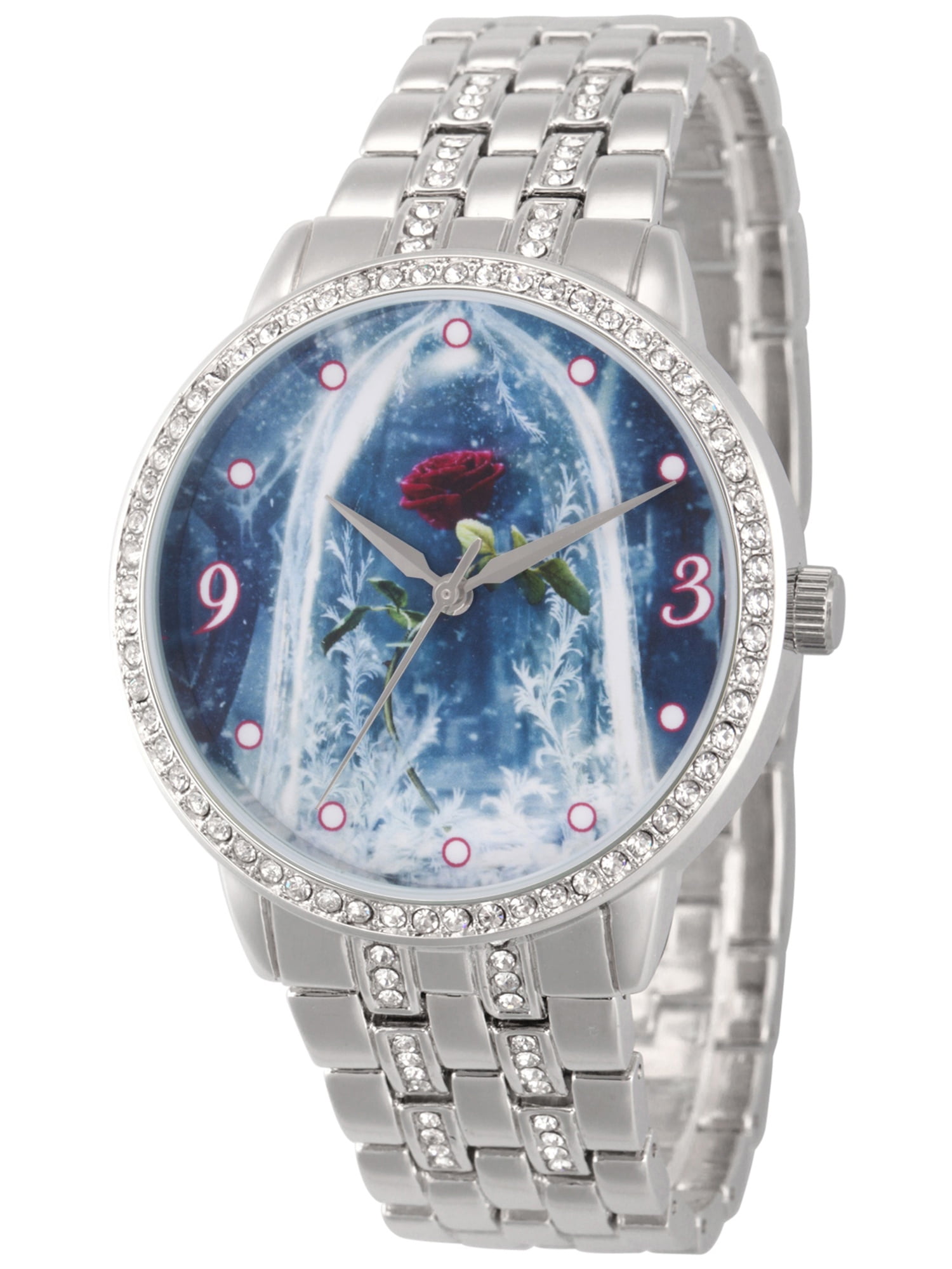 Disney Beauty and the Beast Women's Silver Tone Alloy Glitz Watch ...