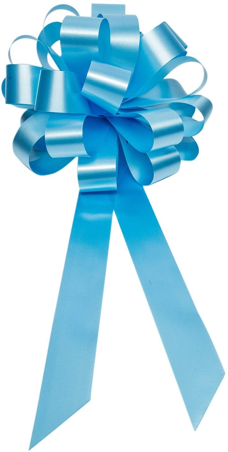 Baby Blue Gender Reveal Ribbons - 8" Wide, Set of 6 Pull Bows, Easter ...