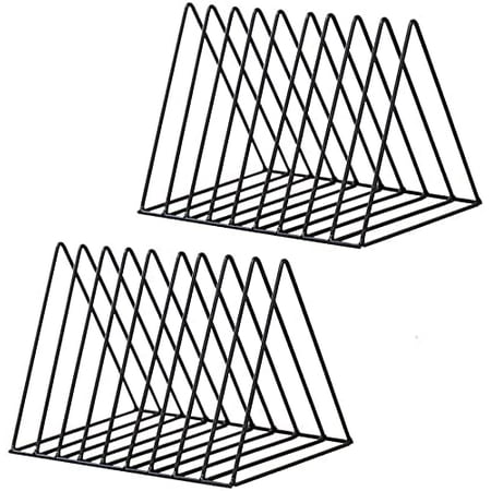 2 Pack Triangle Desktop Magazine File Holder Rack, Sturdy 9 Slot Iron ...