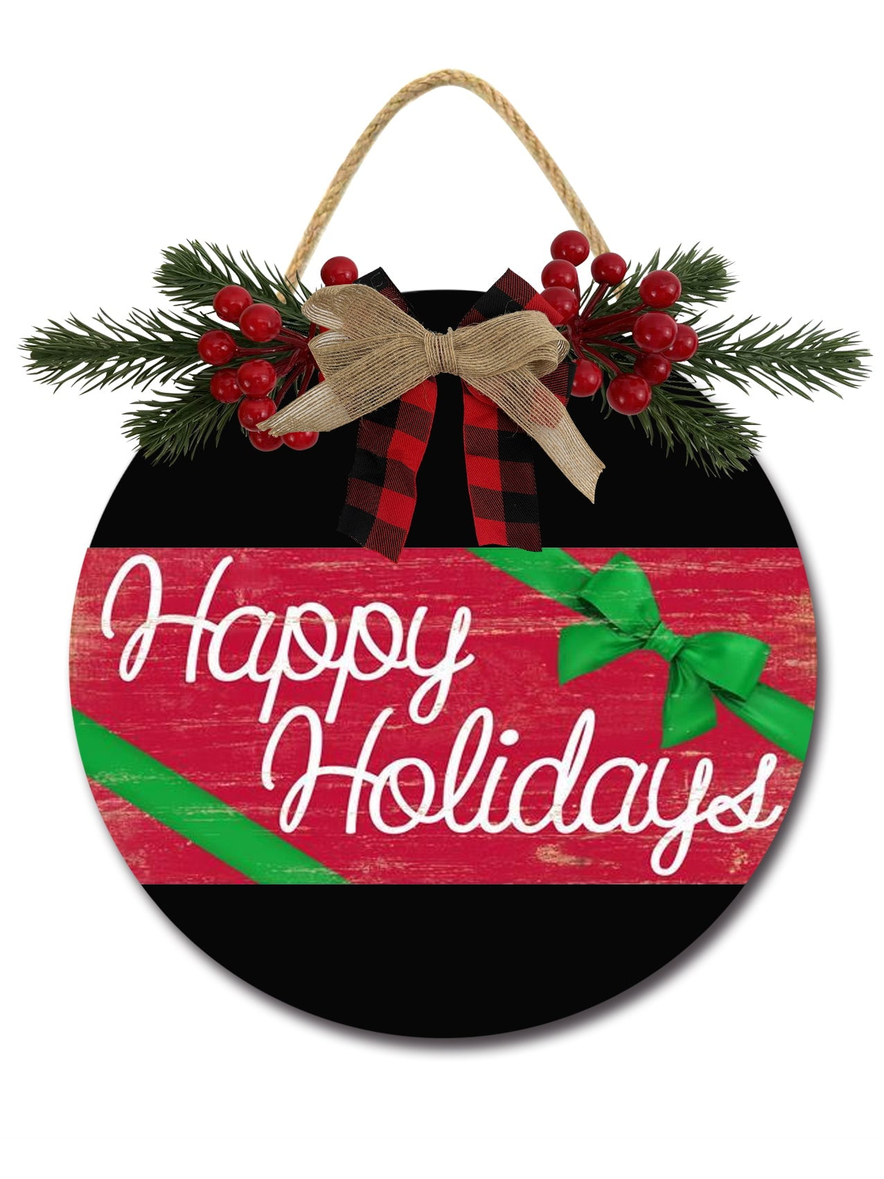 Happy Holidays Front Door Sign Funny Wreaths Hanging Wooden Plaque ...