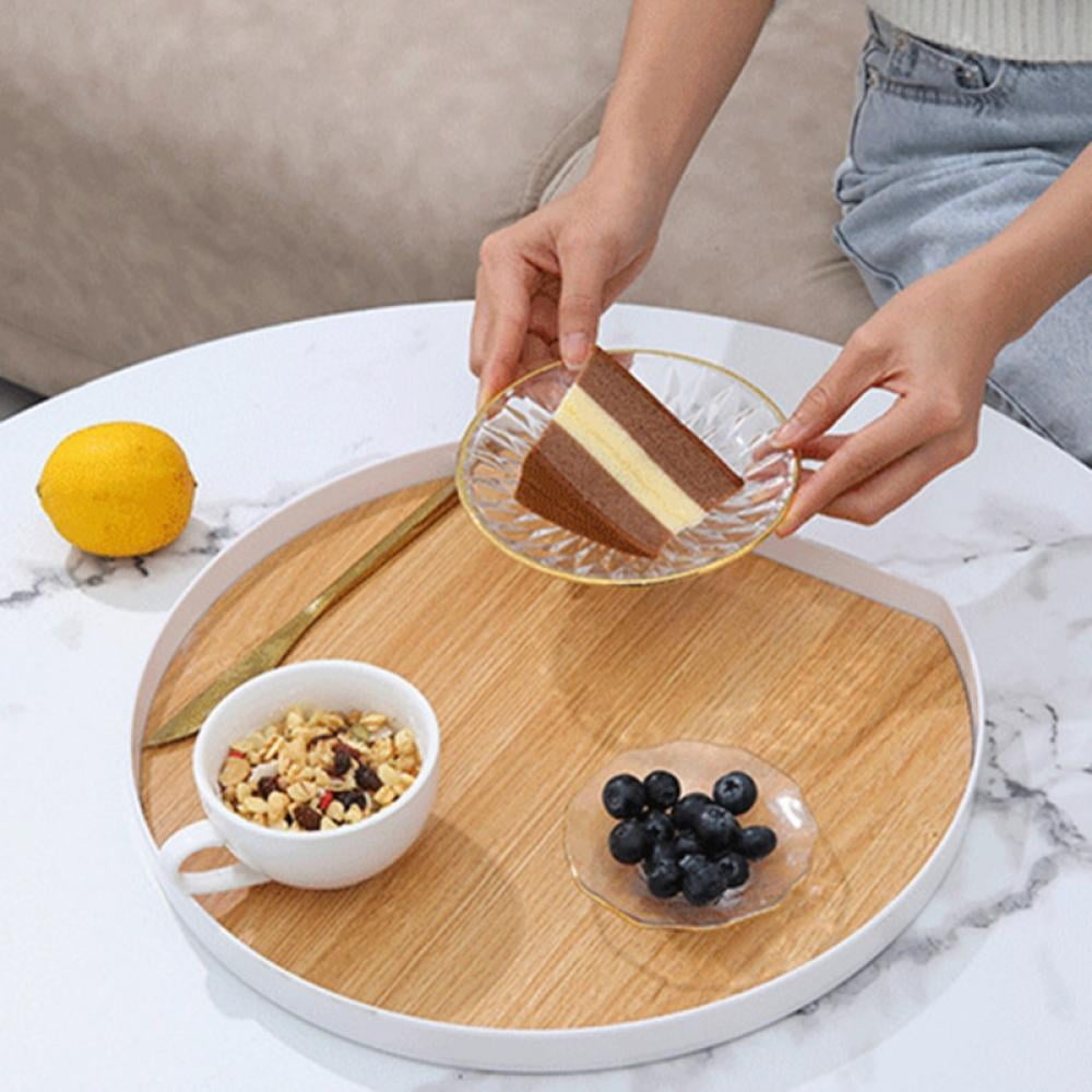 Kozart Semi-circular Imitation Wooden Trays for Coffee Table Leak-Proof ...