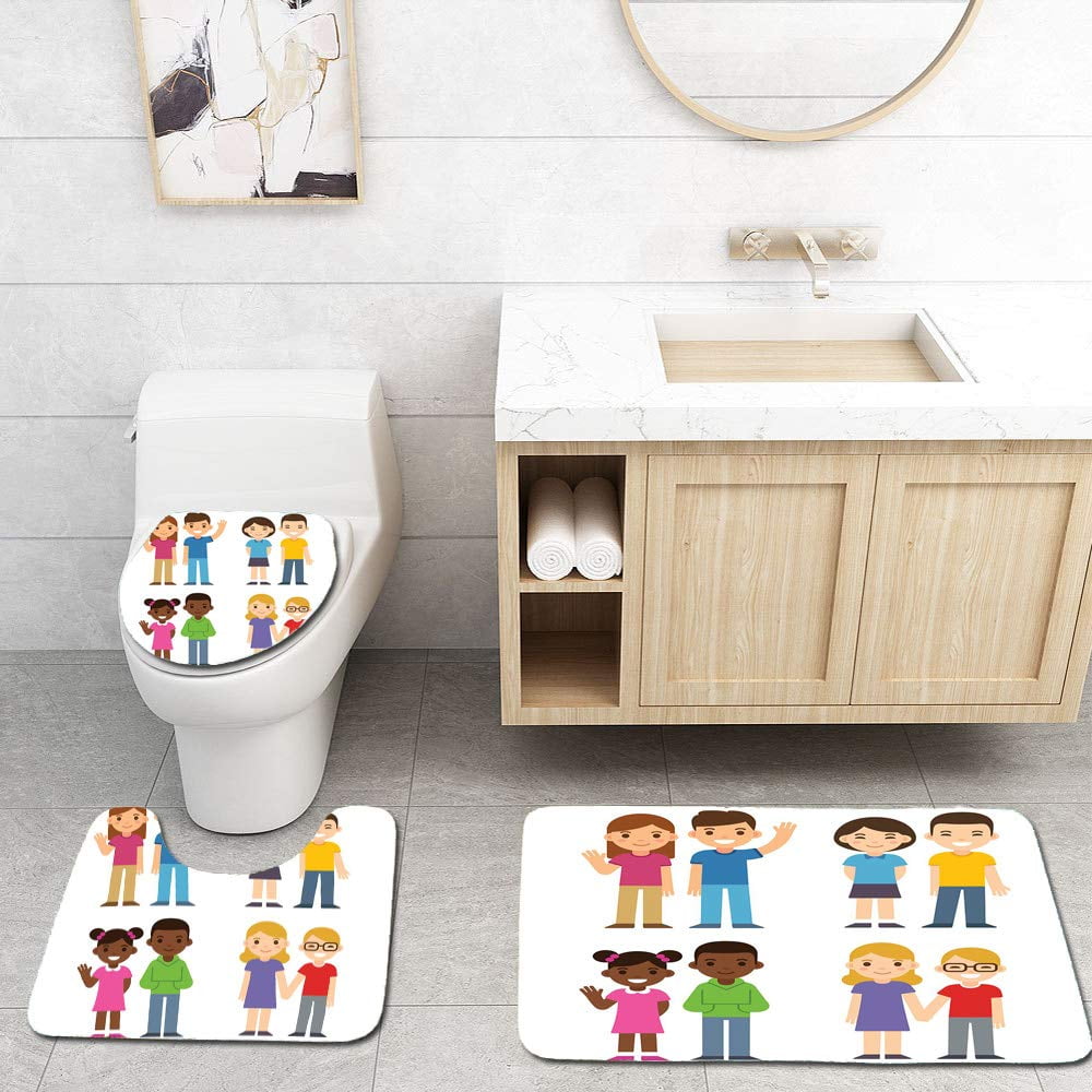 GOHAO Cartoon Kids Set 3 Piece Bathroom Rugs Set Bath Rug Contour Mat ...