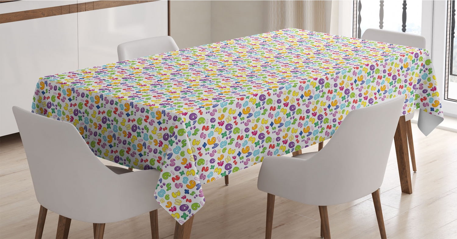 Numbers Tablecloth, Bubble Style Numbers Equation Division Addition ...