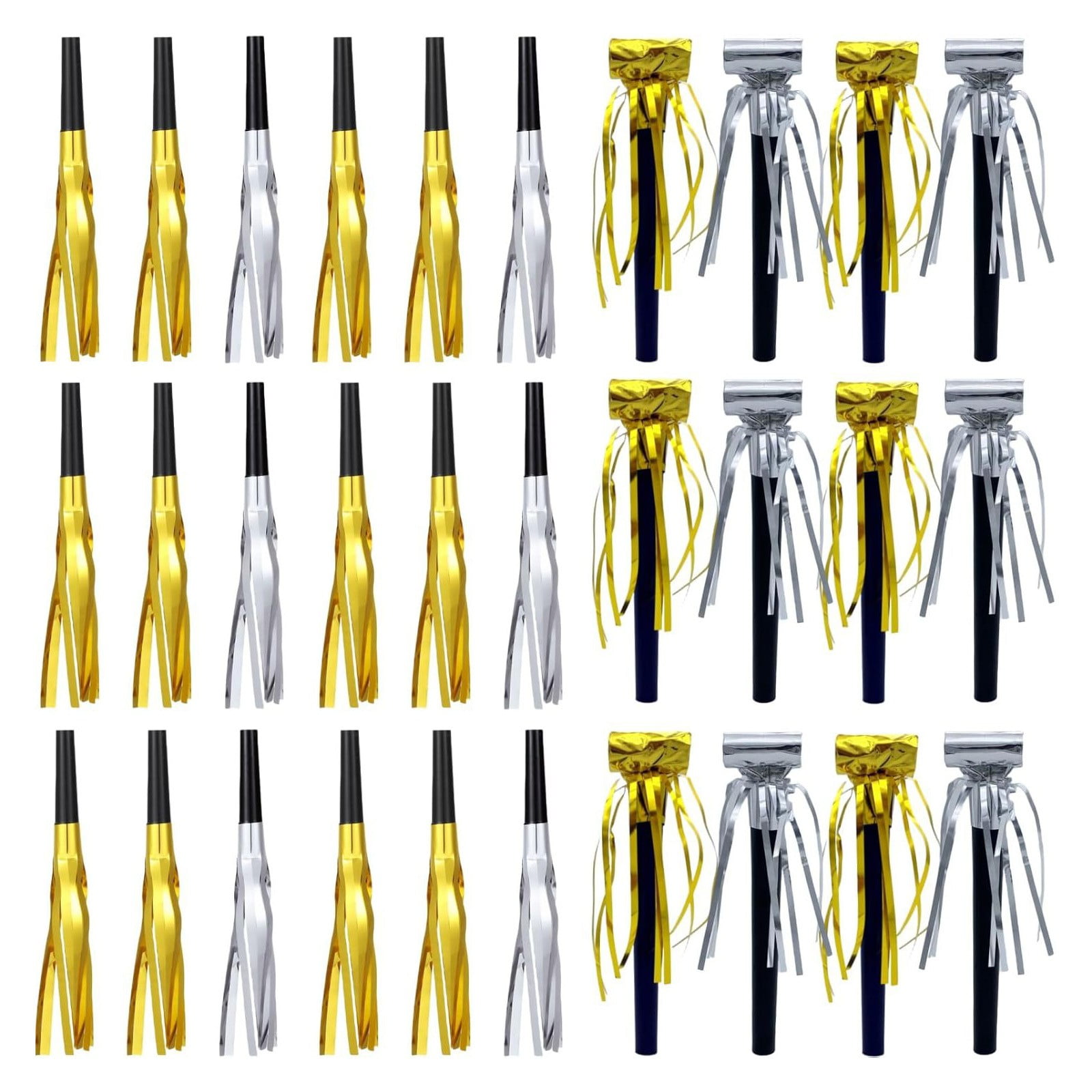 30 Pieces Party Whistles with Gold and Silver Tassel - Ideal for New ...
