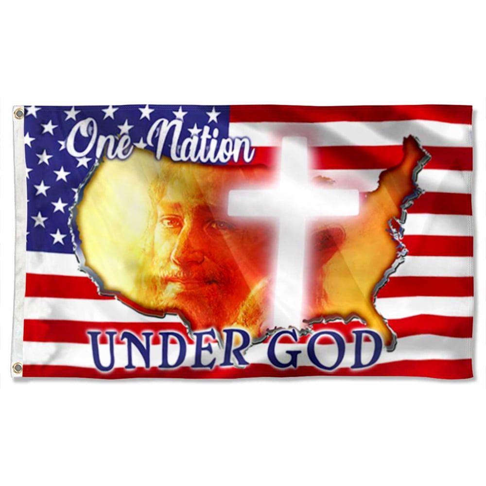 Cayyon Jesus Flag 3x5Feet Patriotic Christian Grommet Flag One Nation ...