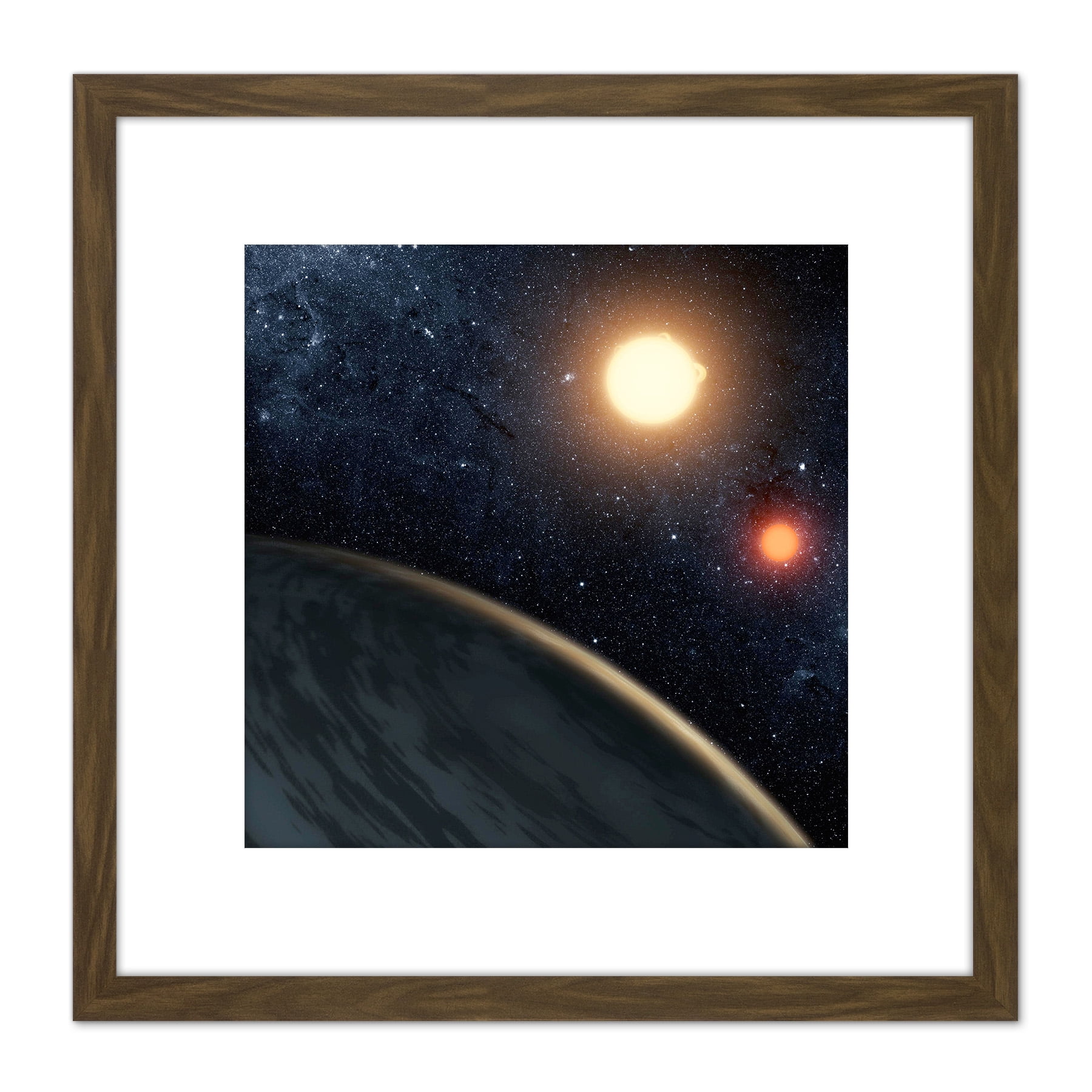 Space NASA Planet Kepler-16b Binary Star Illustration 8X8 Inch Square ...