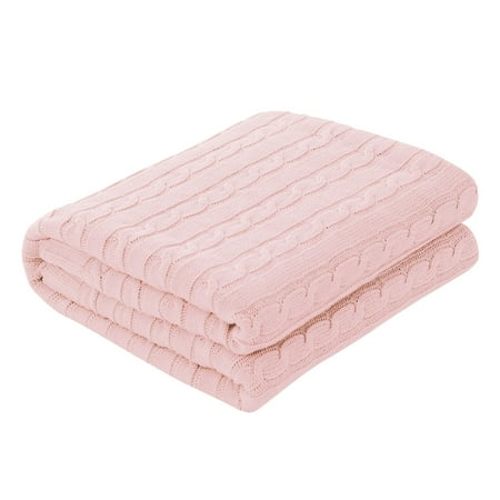 Cotton Blanket Soft Warm Cable Knit Throw Home Bedding Blanket Pale ...