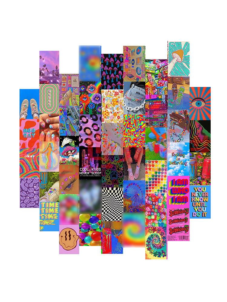 Laideyi Wall Collage Kit 50PCS Colorful Postcards Anti Fade Collage ...