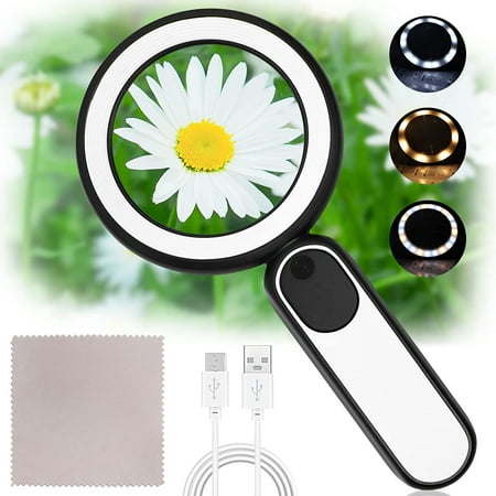 8X Magnifying Magnifier 21 LED Illuminated Reading Magnifier USB ...