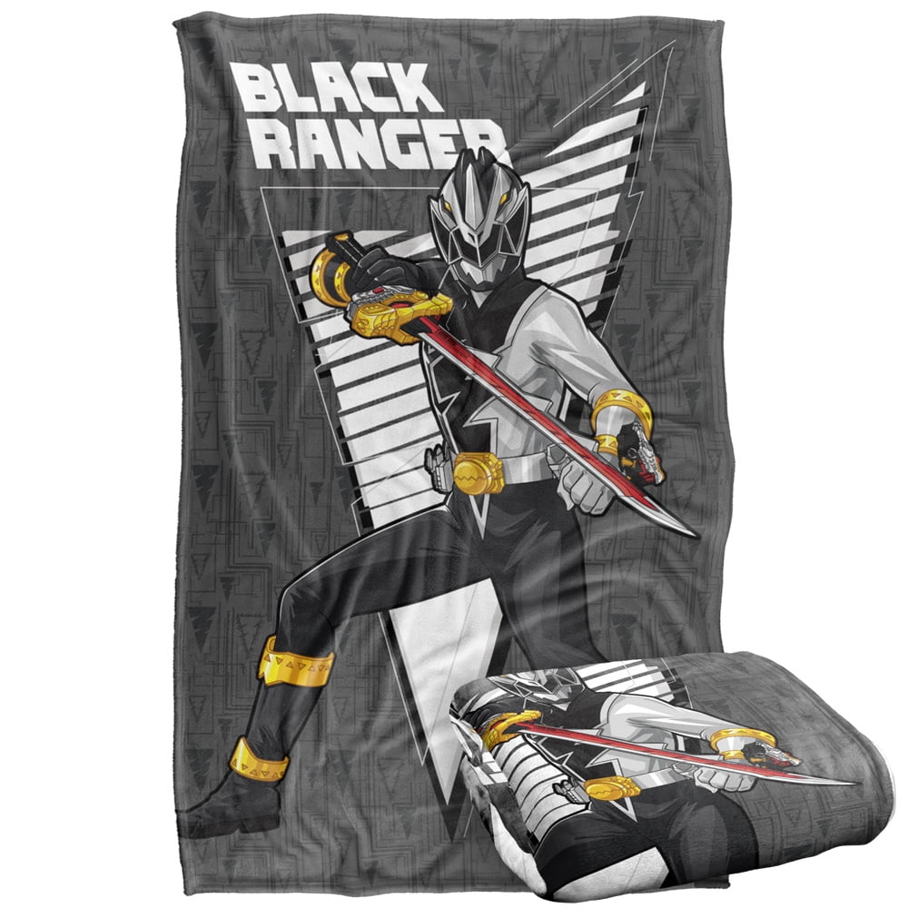 Power Rangers: Dino Fury Blanket, 36'x58' Black Ranger Character Silky ...