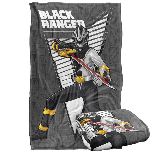 Power Rangers: Dino Fury Blanket, 36'x58' Black Ranger Character Silky ...
