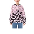 BZSMCE Pink Sparkly Glitter Leopard Print Hoodie Casual Pullover ...