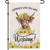 Highland Cow Garden Flag 12x18 Inch, Double Sided Burlap Outside ...