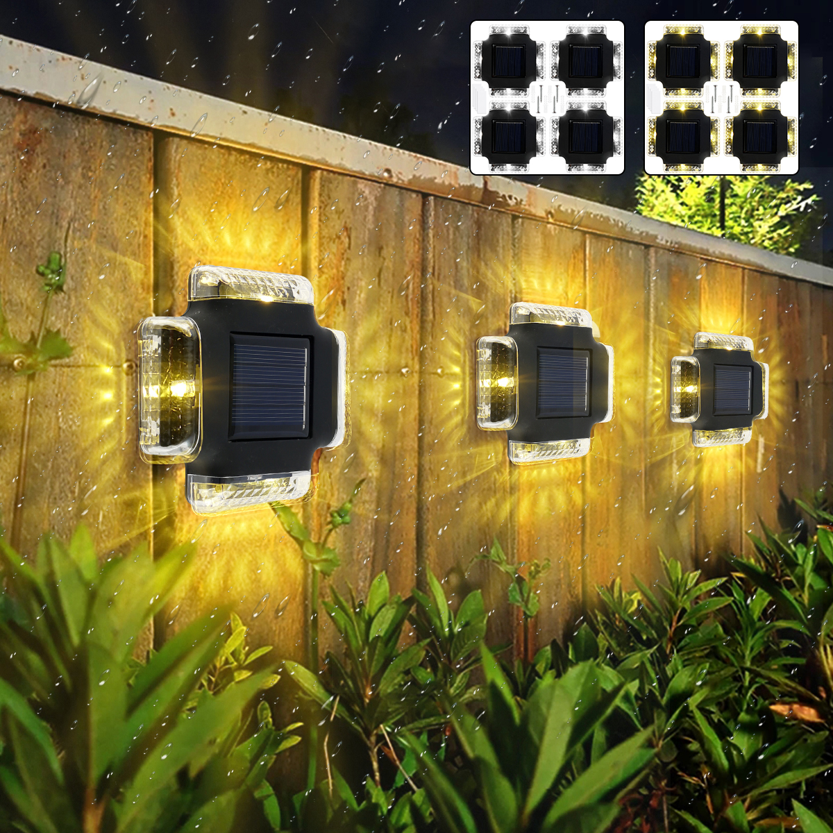 Lieonvis 4Pcs Solar Wall Light IP65 Waterproof Solar Powered Wall Lamp ...