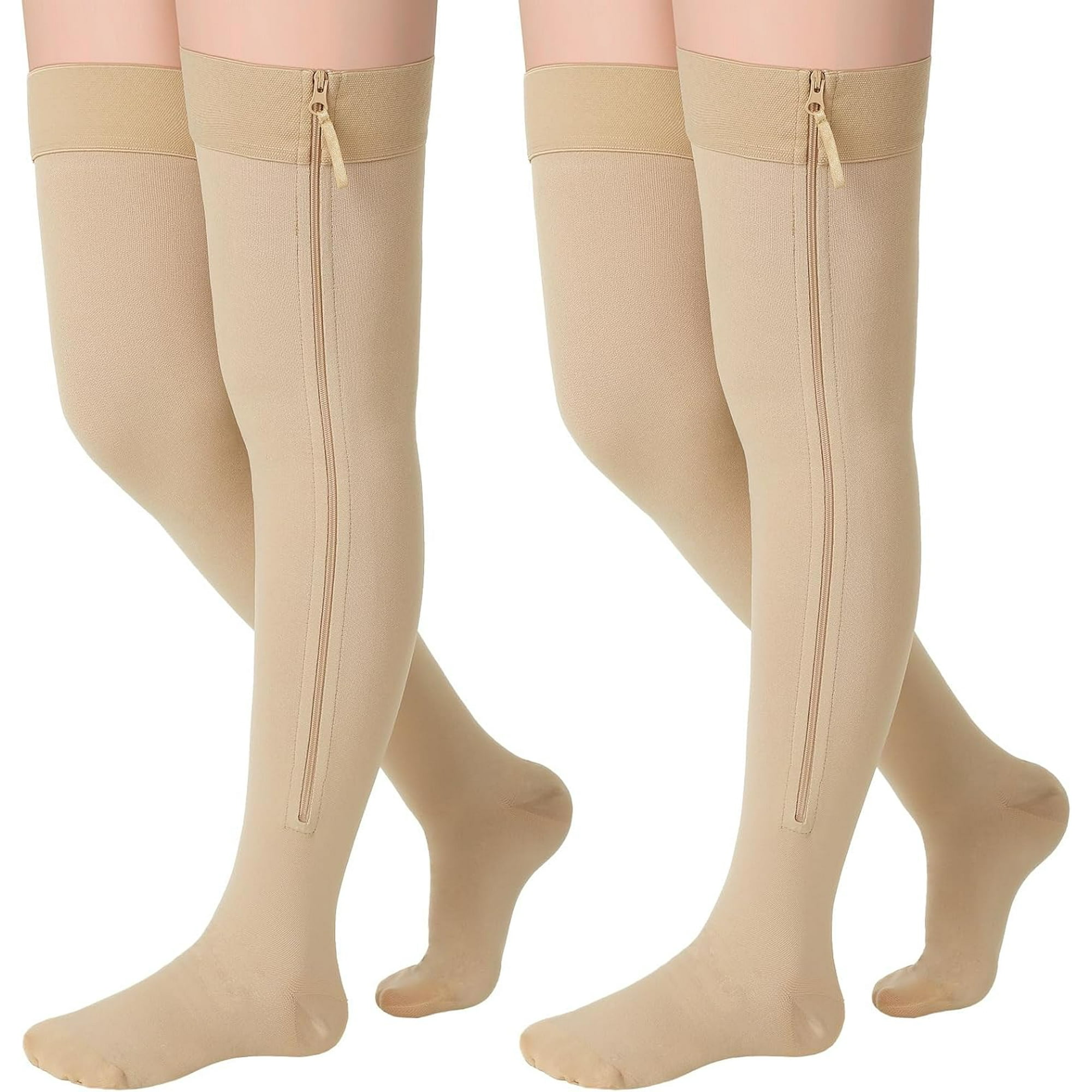 Click here for Zelai 2 Pairs Zipper Compression Socks Thigh High... prices