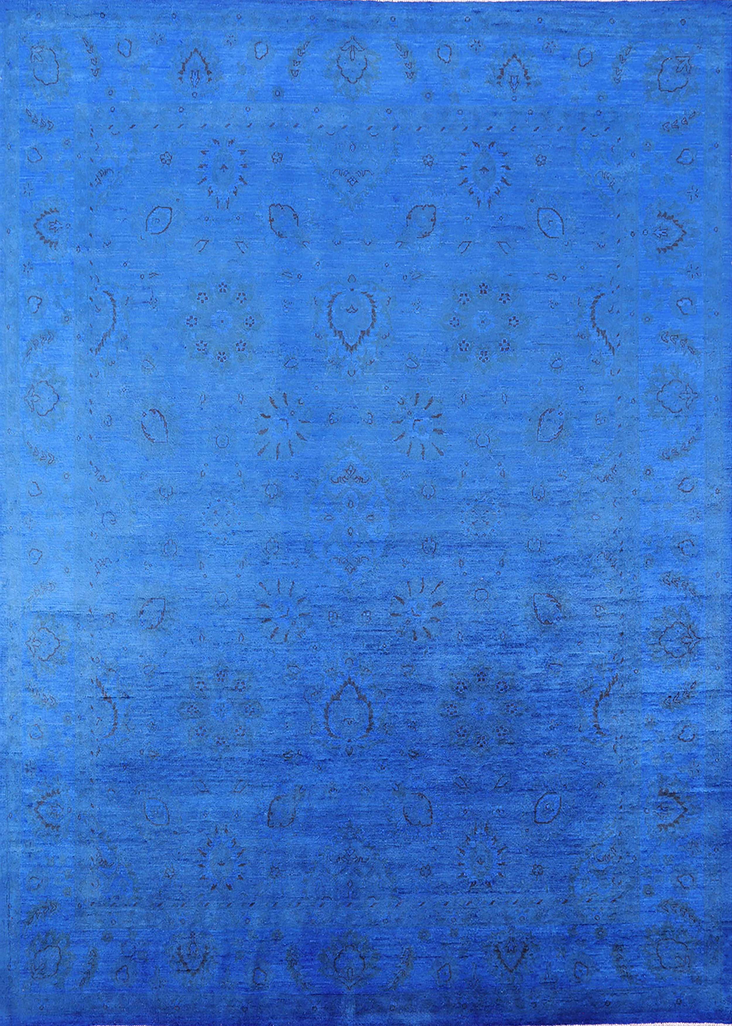 Ahgly Company Indoor Rectangle Mid-Century Modern Neon Blue Persian ...