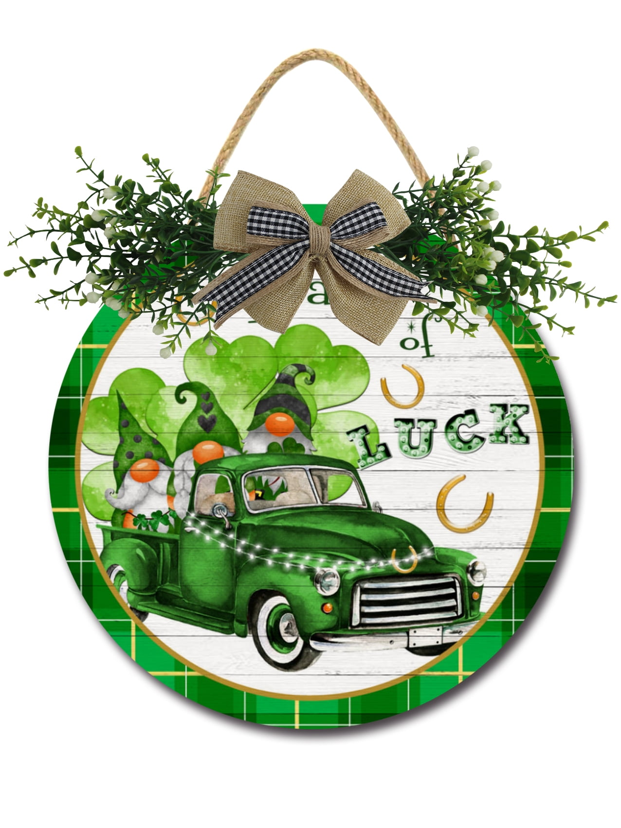 Loads Od Luck Door Sign Home Decor Round Wood Wreaths Wall Hanging Sign ...