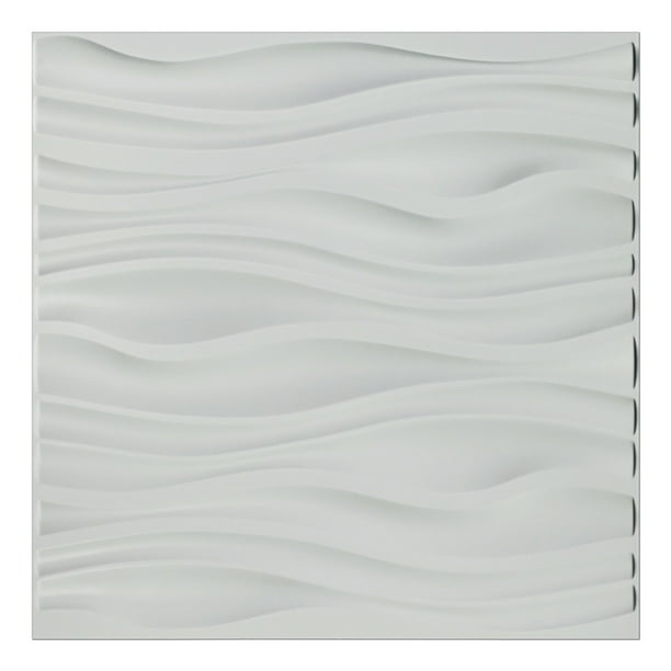 PVC Wave Board Textured 3D Wall Panels, White, 19.7" x 19.7" (12 Pack ...