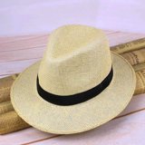 Men Straw Panama Hat Handmade Cowboy Cap Summer Beach Travel Sunhat ...