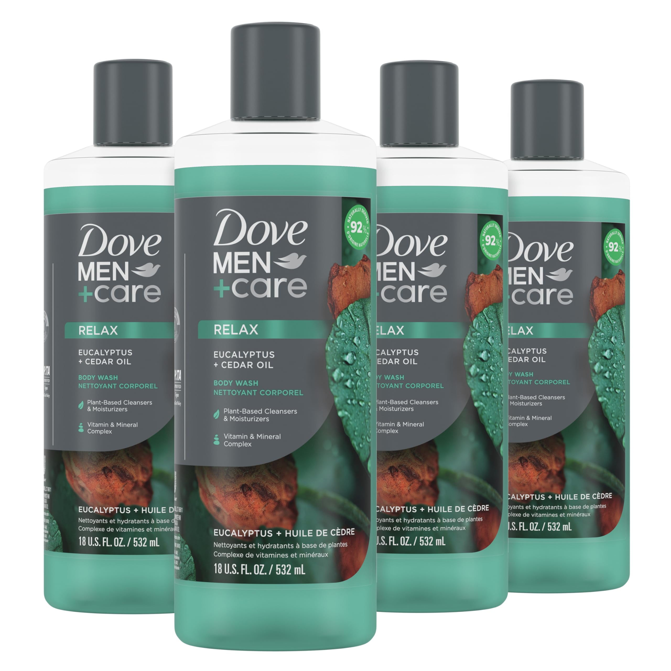 Gel de baño Dove Men+Care, eucalipto y aceite de cedro, 532 ml, paquete ...