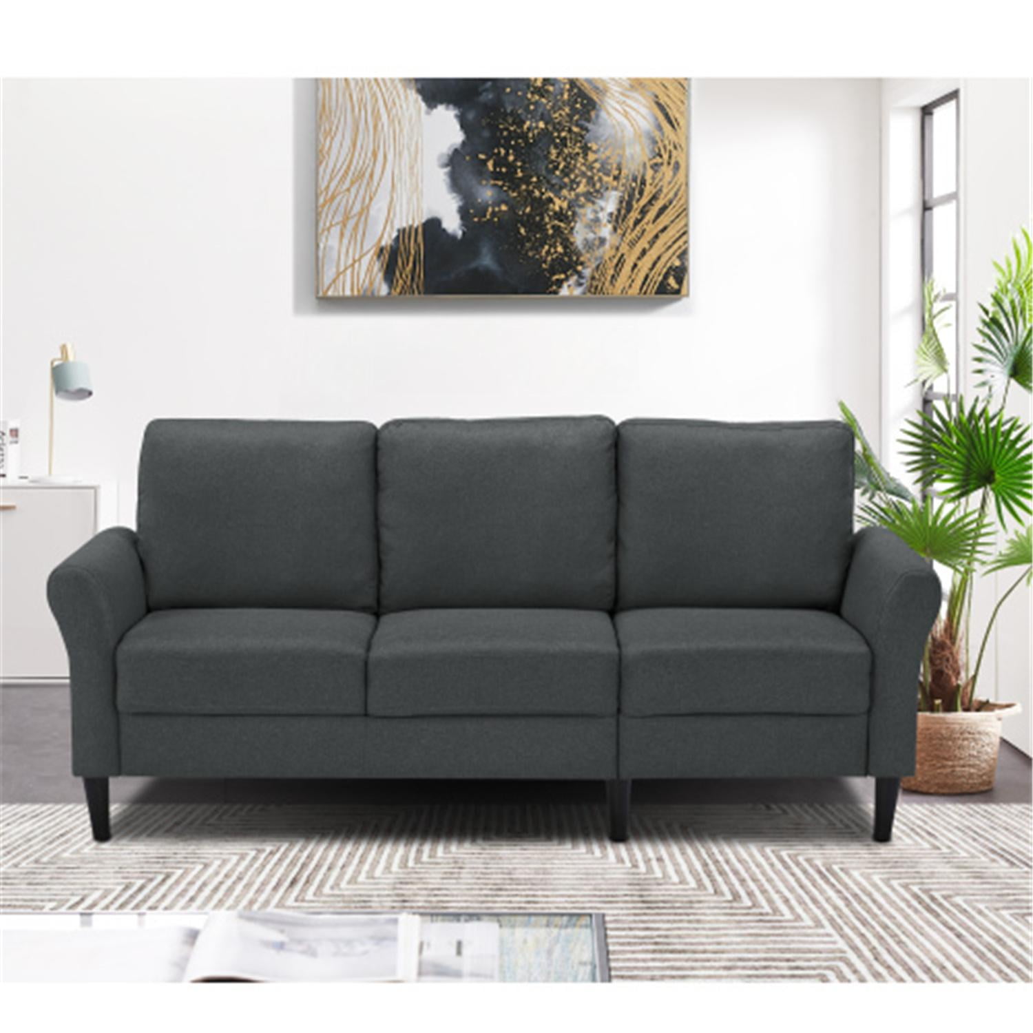 76''L Futon Sofa with Plastic Legs for Bedroom and Living Room ...