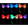 8 Multi Colors LED Lighting Headband Ox Horn Bow Shape Glow Ears party ...