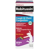 Robitussin Children's Cough & Chest Congestion Non-Drowsy Grape Flavor ...