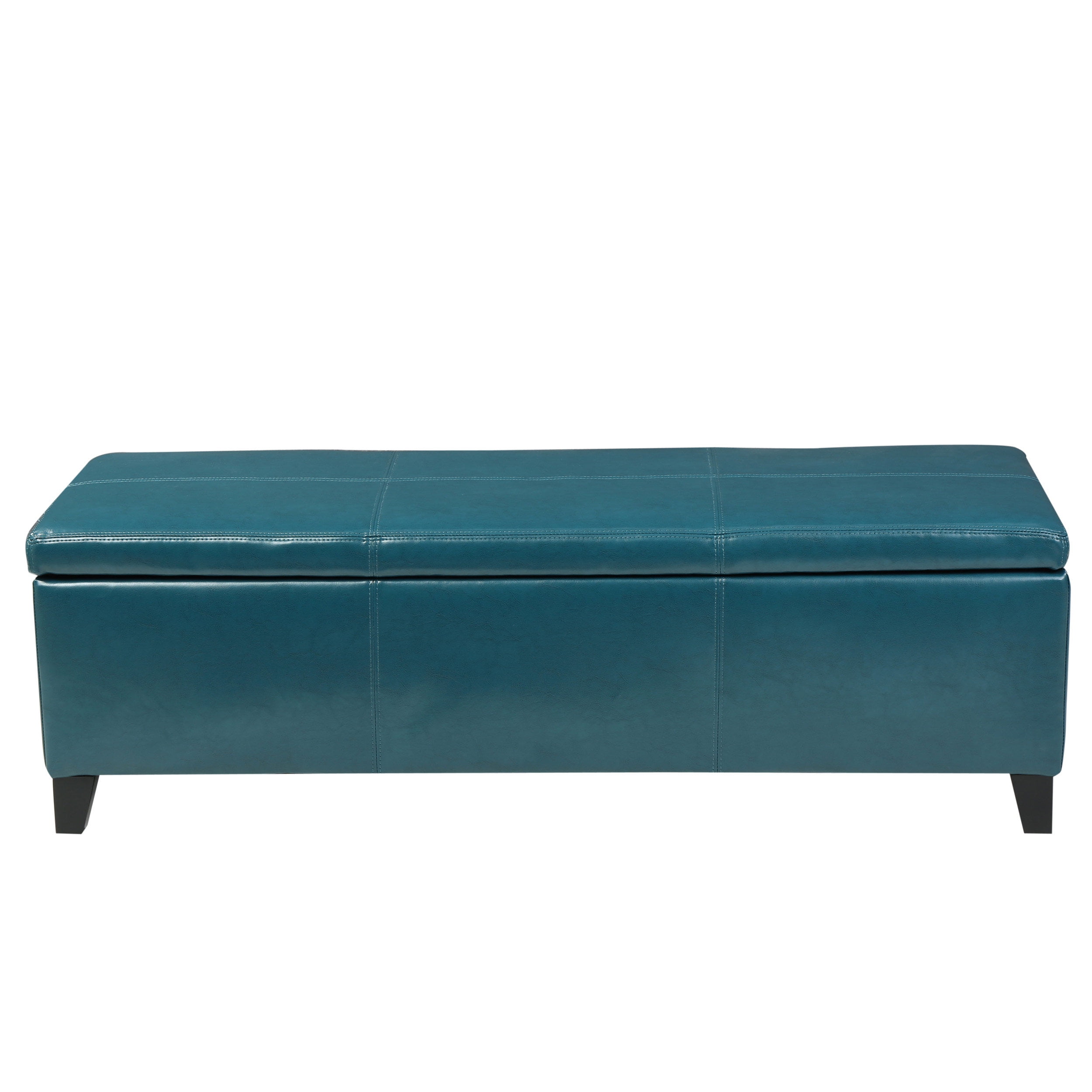 GDF Studio Rupert Upholstered Storage Ottoman Bench, Teal Faux Leather ...