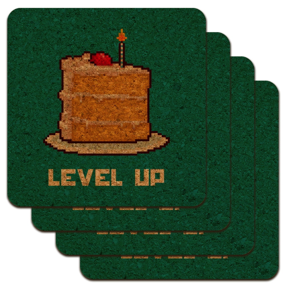 8-Bit Pixel Retro Cake Level-up Game Gamer Low Profile Novelty Cork ...
