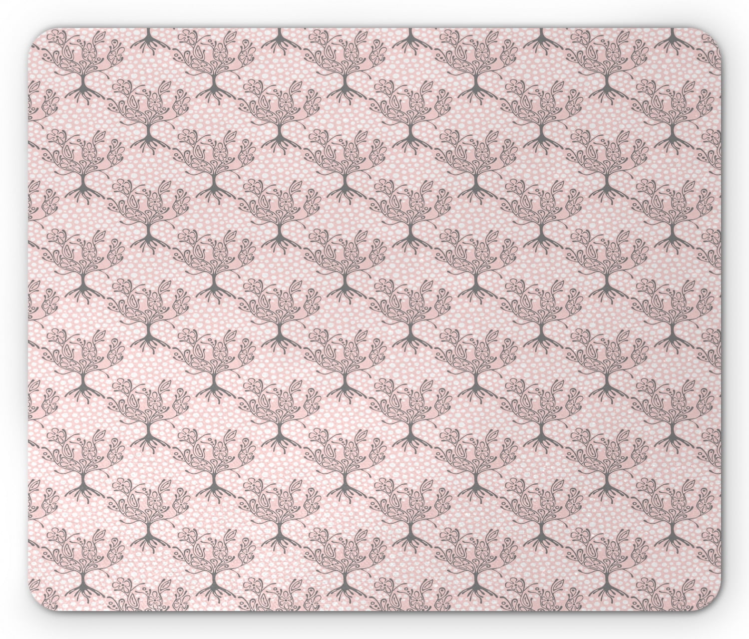 Tree Mouse Pad, Line Drawing Silhouettes of Trees Ornamental Motifs on ...