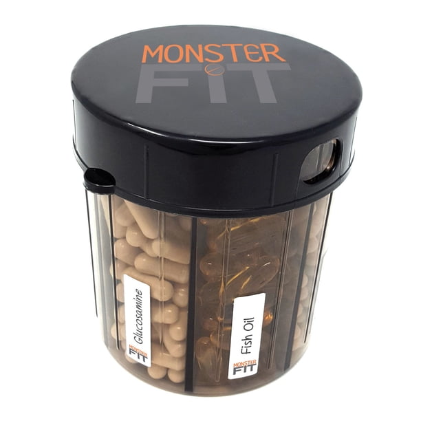 Monster Pill Dispenser with Compartment Labels, Medication Organizer ...