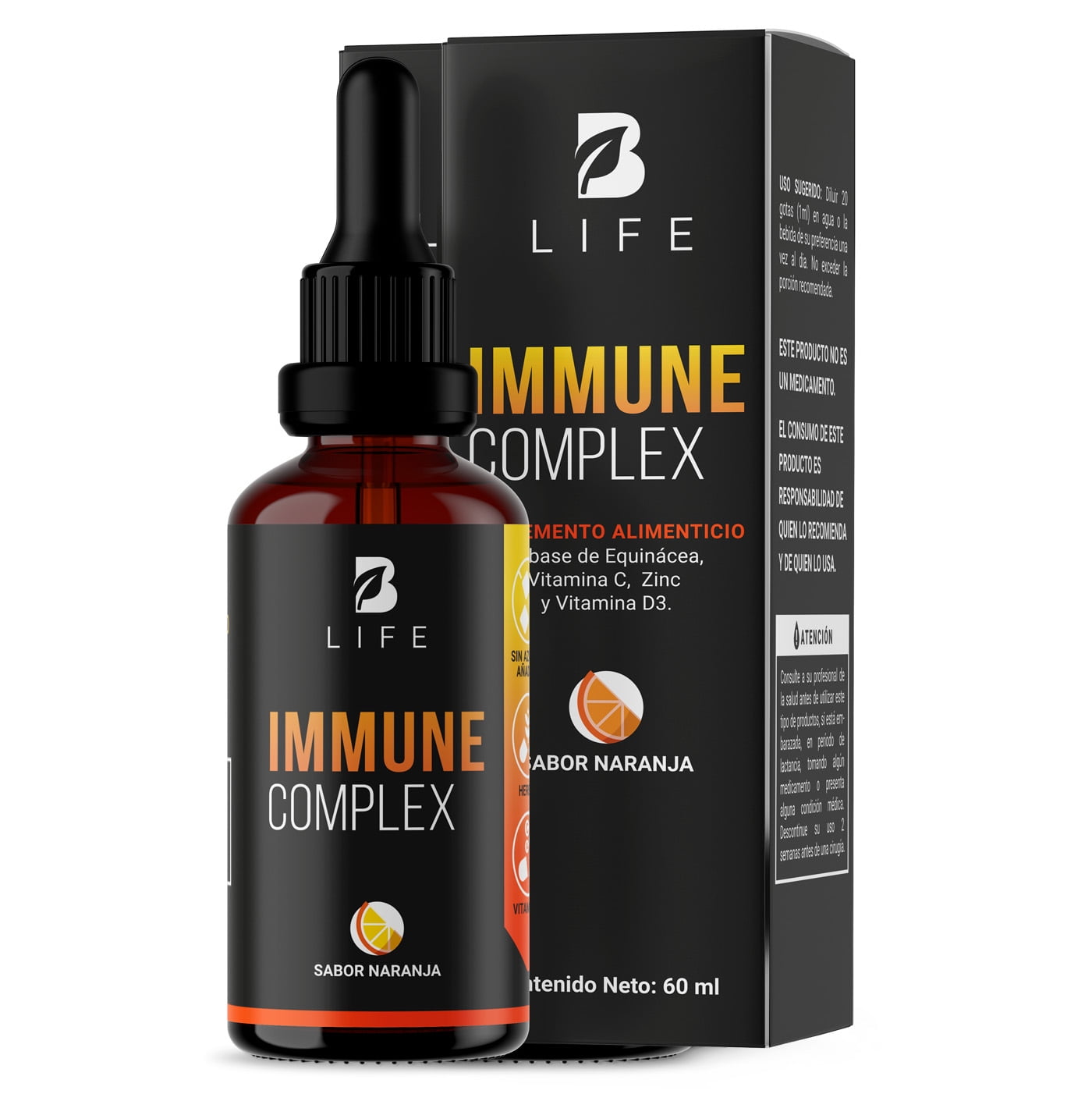 Immune Complex Gotas para 60 días. Ingredientes naturales: Vitamina C ...