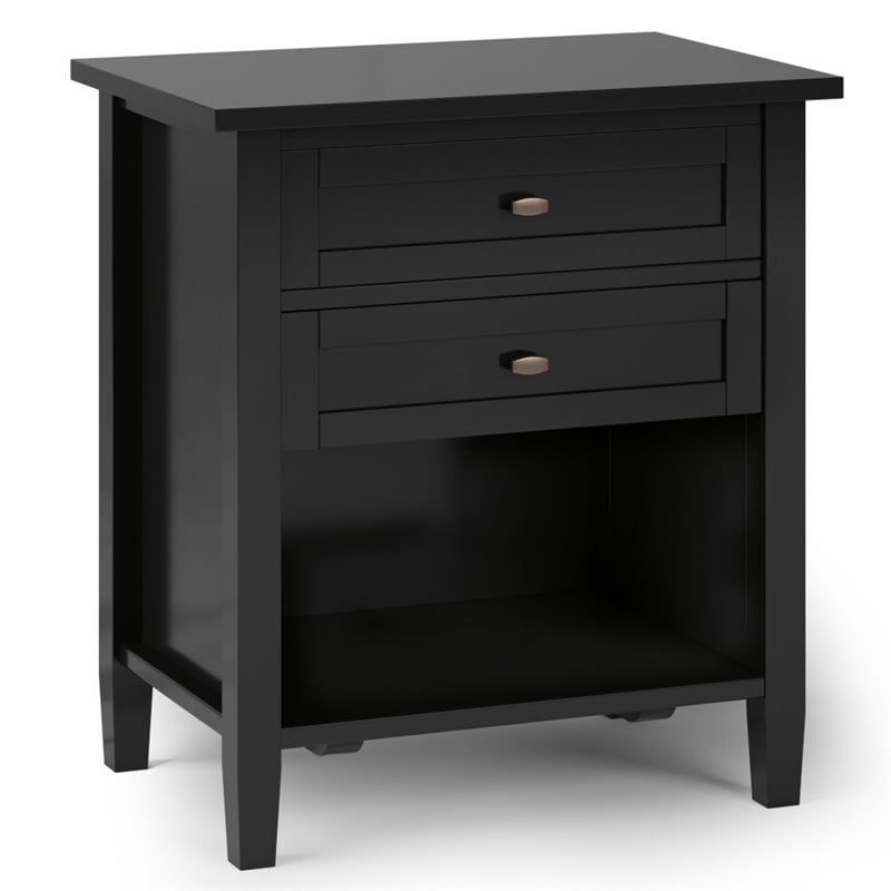 Simpli Home Warm Shaker 2 Drawer Solid Wood Nightstand in Black ...