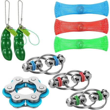 9 Pieces Fidget Toy Set, Key Flippy Chain Stress Reducers, Pea Pod, Six ...