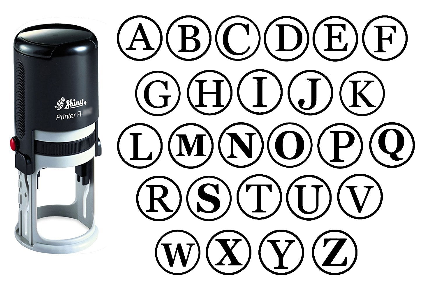 Custom A-Z Alphabet Stamp In Black Ink Monogram Round Rubber Stamp Self ...