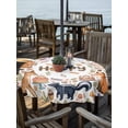 Cartoon Animals Round Outdoor Tablecloth with Umbrella Hole Happy Cakes ...