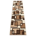 Uptown Squares Ivory & Brown Modern Geometric Comfy Casual Hand Carved ...