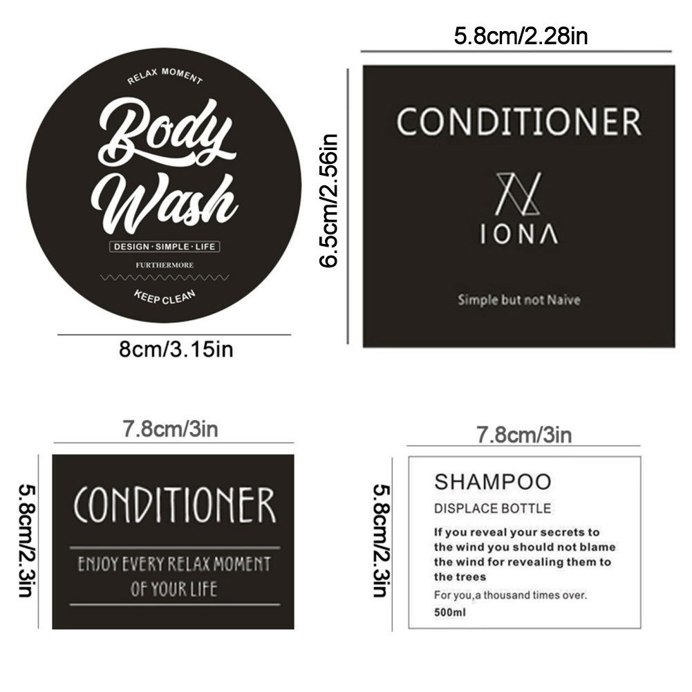 3PCS Transparent Waterproof Labels for Bottles, Shampoo and Conditioner ...