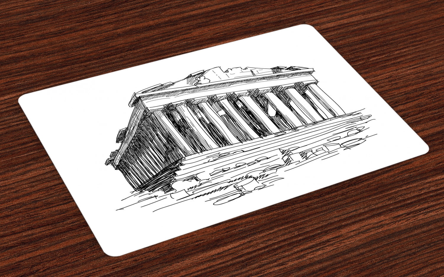 Ambesonne Antique Place Mats Set of 4, Greek Pantheon Sketch, Standard ...