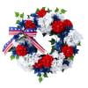 17.7 Inch Independence Day Rose Wreath with Wooden Sign, Red White Blue ...