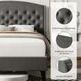 Juiluna King Size Bed Frame, Upholstered Platform Bed with Wingback ...